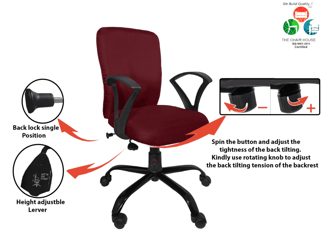 C13 Zebra 'S' Handle Mid-Back Ergonomic Office Chair (Maroon) The Chair ...