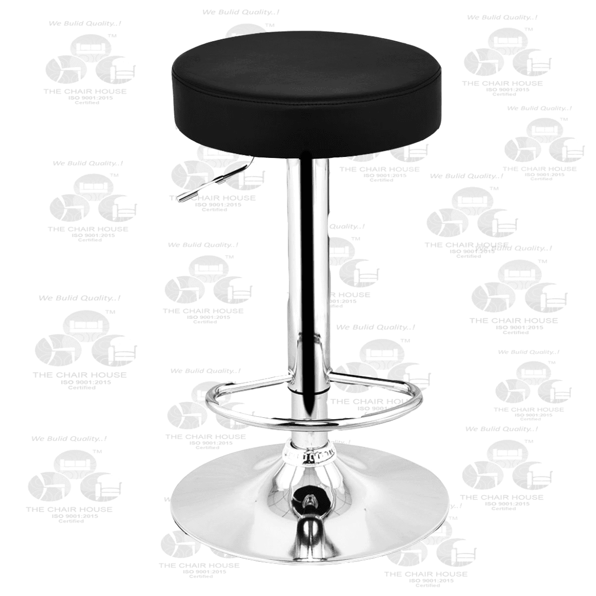BS3 Round PU Leather 360° Height Adjustable Bar & Office Stool (Black ...
