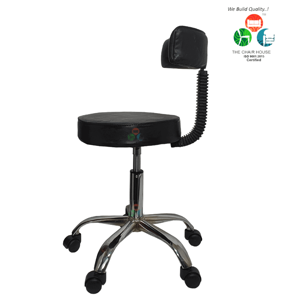 BS2 Adjustable Height Revolving Stool/Chair (Bold Black, Chrome Base ...