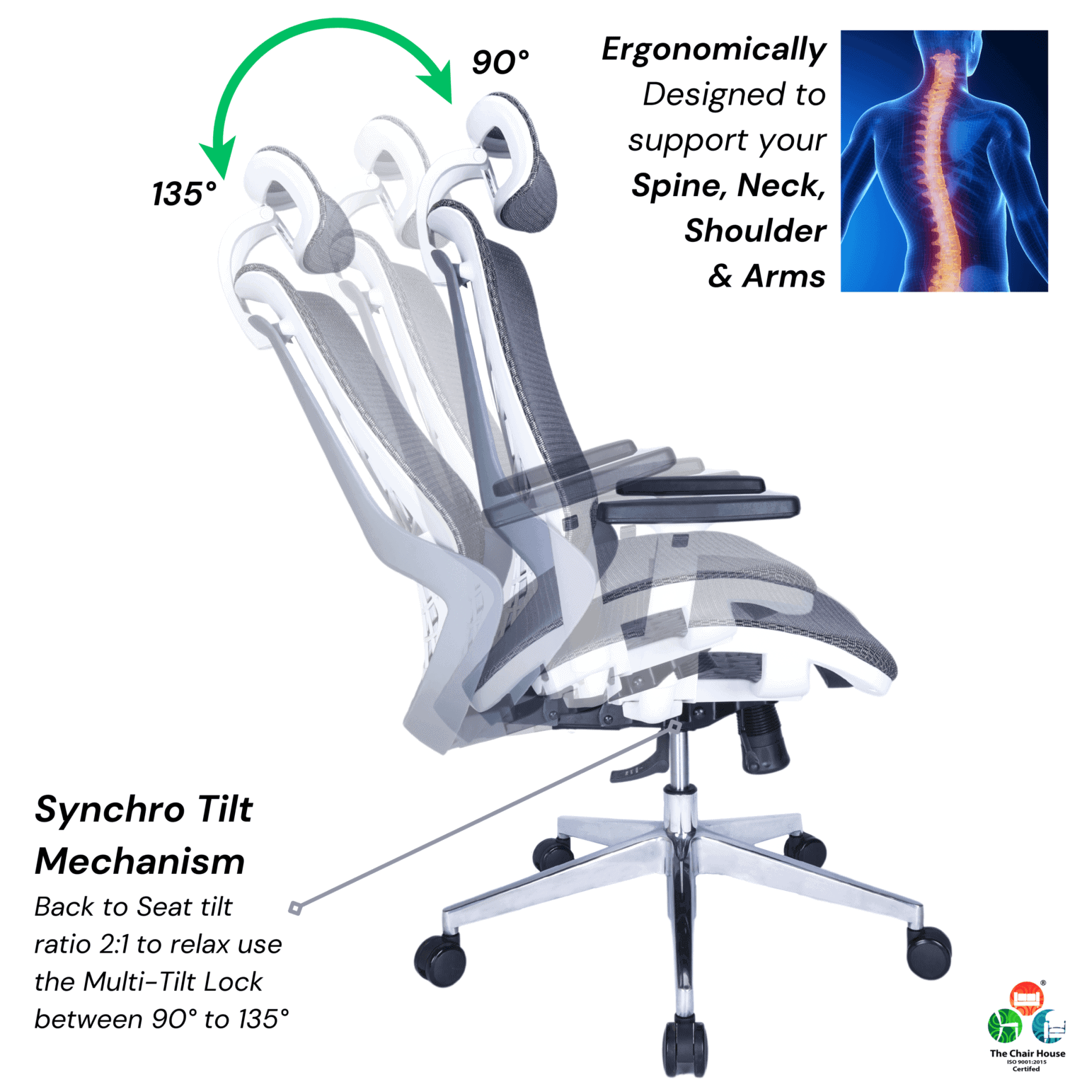 C125 - Zooper Hight Back Ergonomic Chair || Office & Home Chair (Grey ...